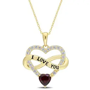 JULIANNA B. Infinity Heart Pendant Necklace - Red Cz