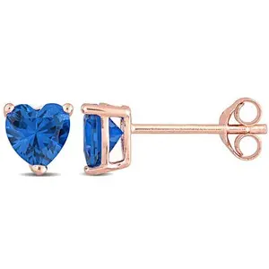 JULIANNA B. Heart Stud Earrings - Blue Cz
