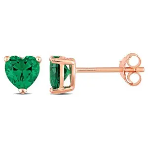 JULIANNA B. Heart Stud Earrings - Green Cz