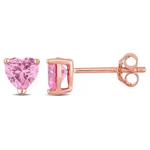 JULIANNA B. Heart Stud Earrings - Pink Cz