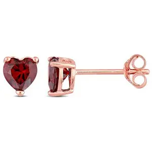 JULIANNA B. Heart Stud Earrings - Red Cz