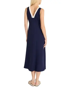 LUXELY Color Blocked Knit Dress - Evening Blue/ White