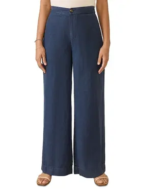 Faherty Brand Sun Strider Wide Leg Linen Pants - Deep Sea Navy