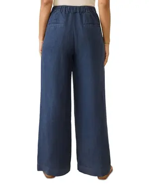 Faherty Brand Sun Strider Wide Leg Linen Pants - Deep Sea Navy