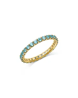 Bloomingdale'S Stackable 14k Yellow Gold Eternity Ring - Blue Topaz/gold