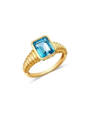 Bloomingdale'S Bezel Swiss Blue Topaz Ring - Blue/gold