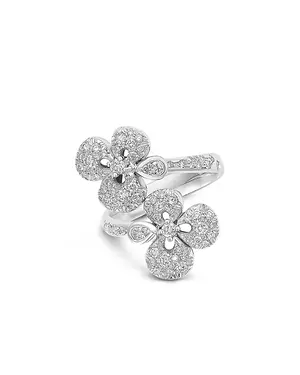 Miseno 18k Gold Diamond Flower Bypass Ring - White