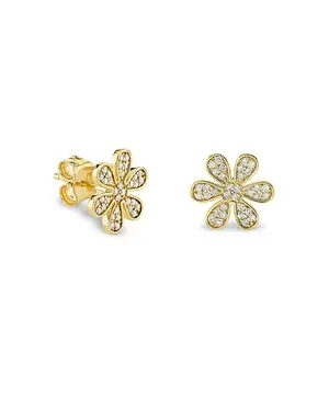 SYDNEY EVAN 14k Yellow Diamond Flower Stud Earrings - Gold