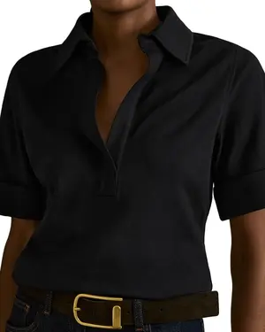 REISS Astrid Open Collar Top