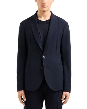 Emporio Armani Regular Fit Seeksucker Single Breasted Blazer
