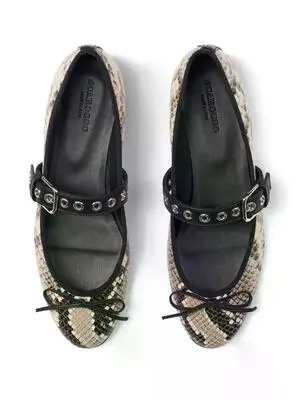SCAROSSO Astrid Snakeskin-embossed Ballet Flats