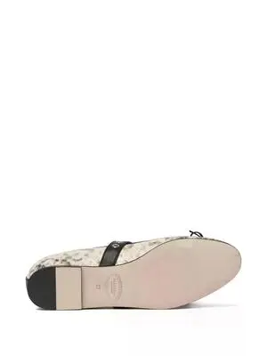 SCAROSSO Astrid Snakeskin-embossed Ballet Flats