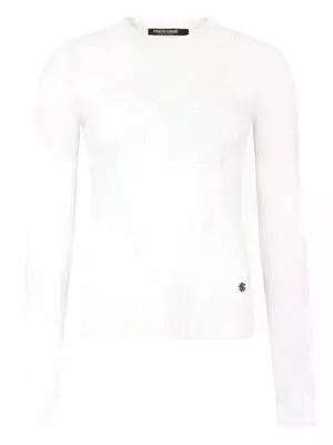 Roberto Cavalli Openwork Rib-knit Sweater - White