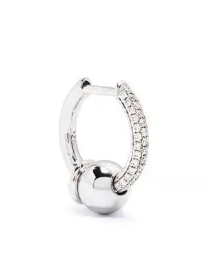RAINBOW K 14k White Gold Diamond Huggie Earring - Silver