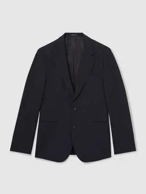 REISS Promise Tailored Fit Wool-blend Single-breasted Suit Blazer - Navy
