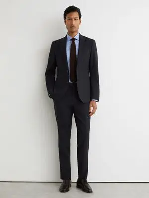 REISS Promise Tailored Fit Wool-blend Single-breasted Suit Blazer - Navy