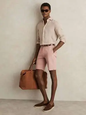 REISS Cotton Chino Shorts With Stretch - Rose Pink
