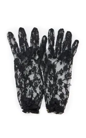 Valentino Garavani Ruched Lace Gloves - Black