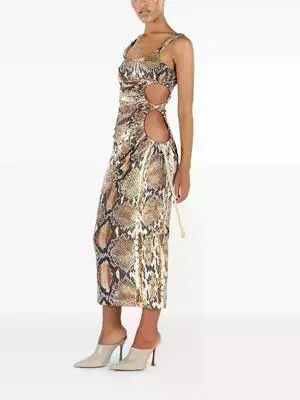 Roberto Cavalli Python-print Midi Dress