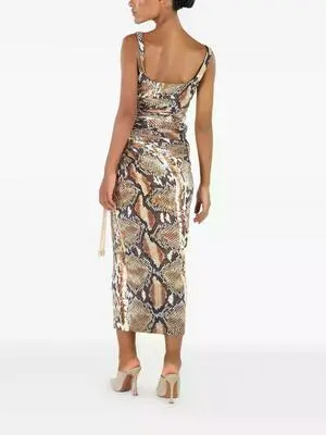Roberto Cavalli Python-print Midi Dress