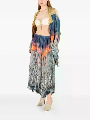 Roberto Cavalli Printed Silk Midi Skirt