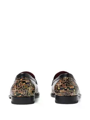 SCAROSSO Graphic-print Loafers - Black