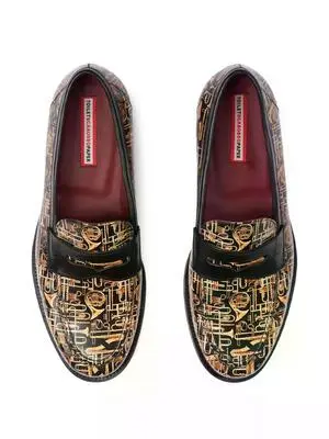 SCAROSSO Graphic-print Loafers - Black