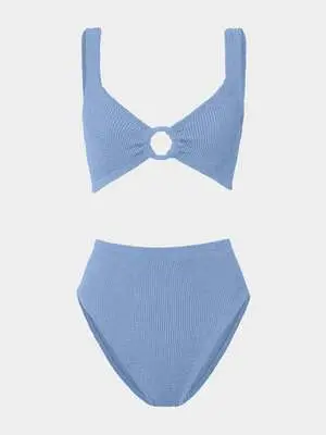 Hunza G Hunza G Nadine Bikini With Tonal Hoops Cornflower