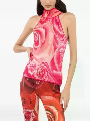 Roberto Cavalli Floral-print Halterneck Top