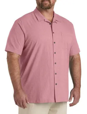 OAK HILL BY DXL Big & Tall Solid Camp Shirt Blush