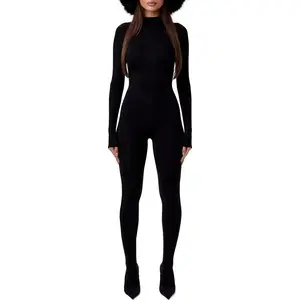 Naked Wardrobe Long Sleeve Jumpsuit - Black