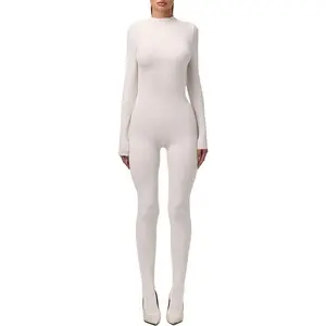 Naked Wardrobe Long Sleeve Jumpsuit - Bone
