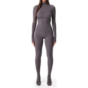 Naked Wardrobe Long Sleeve Jumpsuit - Charcoal