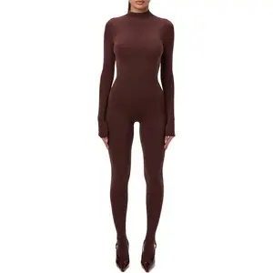 Naked Wardrobe Long Sleeve Jumpsuit - Chocolate