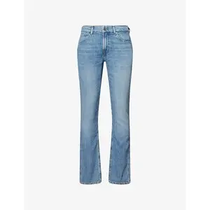 7 For All Mankind Straight Five-pocket Denim And Linen Jeans