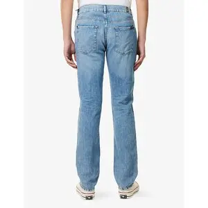 7 For All Mankind Straight Five-pocket Denim And Linen Jeans