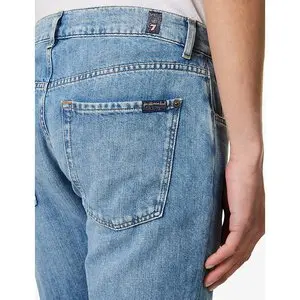 7 For All Mankind Straight Five-pocket Denim And Linen Jeans