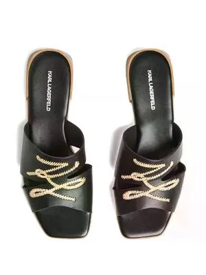 Karl Lagerfeld Leather Slides - Black