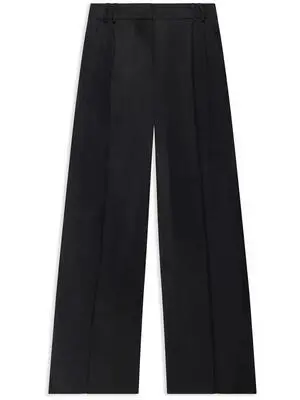 Another Tomorrow Wide-leg Pleated Linen Trousers