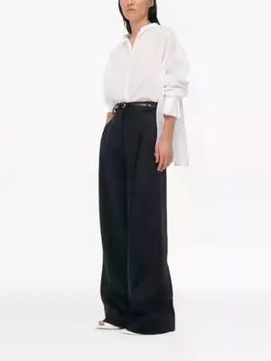 Another Tomorrow Wide-leg Pleated Linen Trousers
