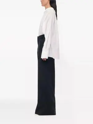 Another Tomorrow Wide-leg Pleated Linen Trousers