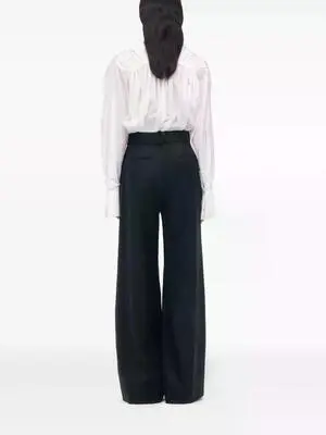 Another Tomorrow Wide-leg Pleated Linen Trousers