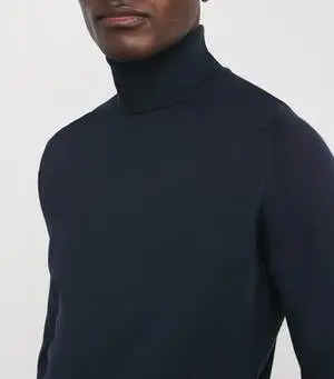 John Smedley Merino Wool Cherwell Roll Neck Sweater - Navy