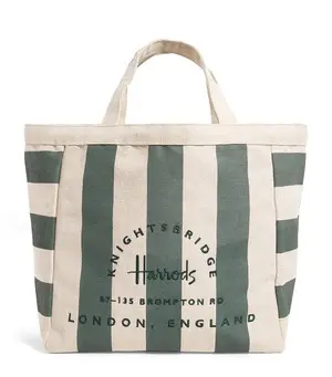 Harrods Jute Striped Logo Tote