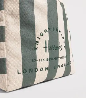 Harrods Jute Striped Logo Tote