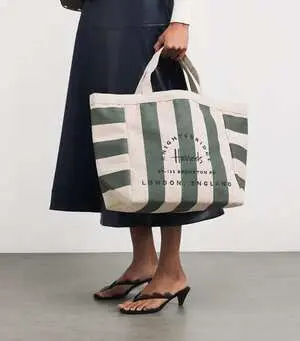 Harrods Jute Striped Logo Tote
