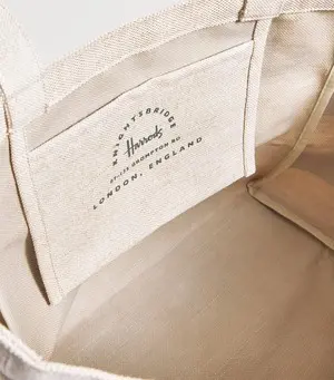 Harrods Jute Striped Logo Tote