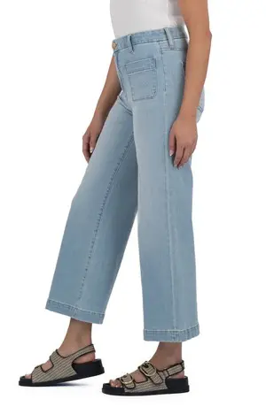 Kut From The Kloth Meg Patch Pocket High-waist Wide-leg Jeans - Fortitude