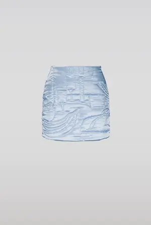 SAEMDI Padded Embroidered Mini Skirt - Baby Blue