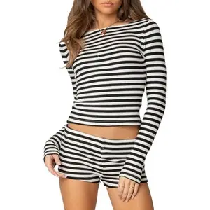 Black White Striped Long Sleeve Shirt